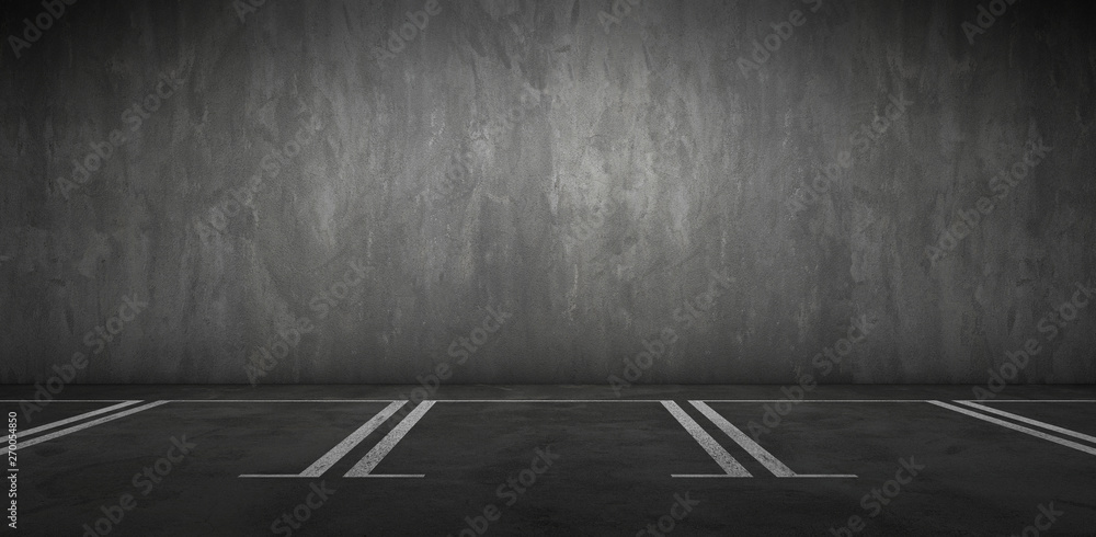 Garage Background Floor Concrete Wall Wide Panoramic Scene with Car ...