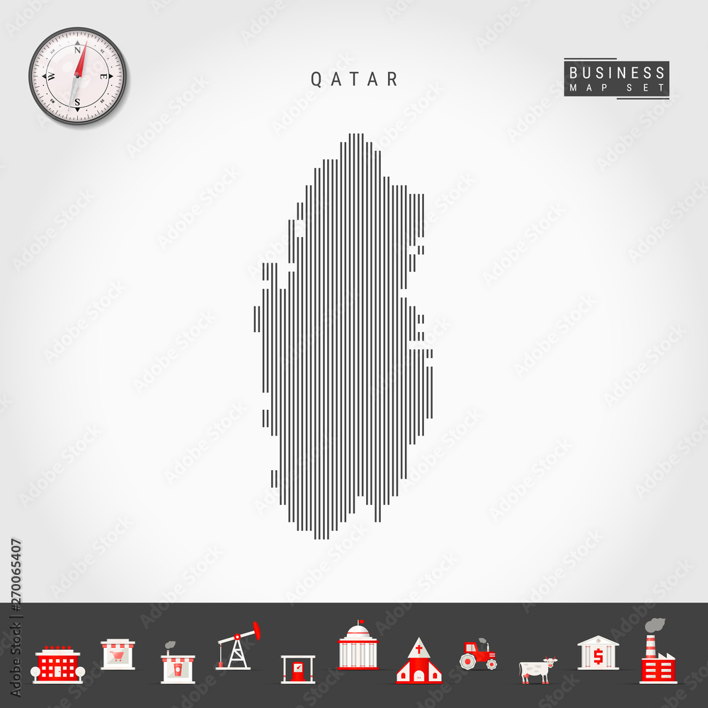 Vector Vertical Lines Pattern Map of Qatar. Striped Simple Silhouette ...