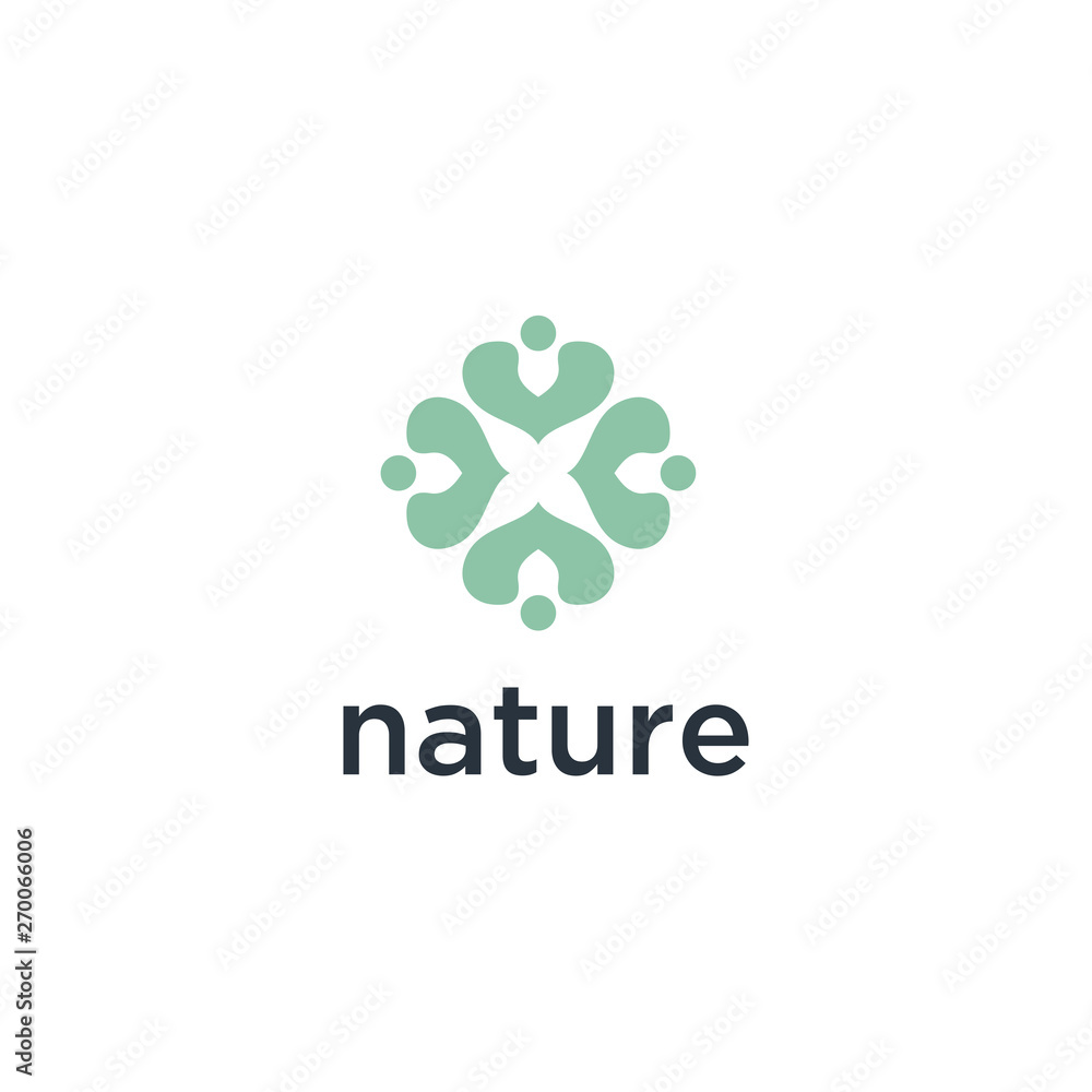 Vector logo of nature in linear style. Outline icon of simple landscape ...