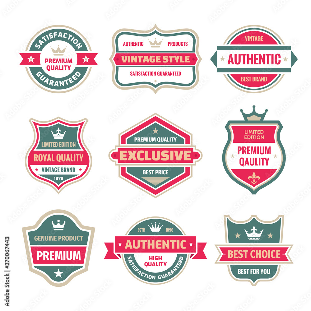 Business badges vector set in retro design style. Abstract logo ...