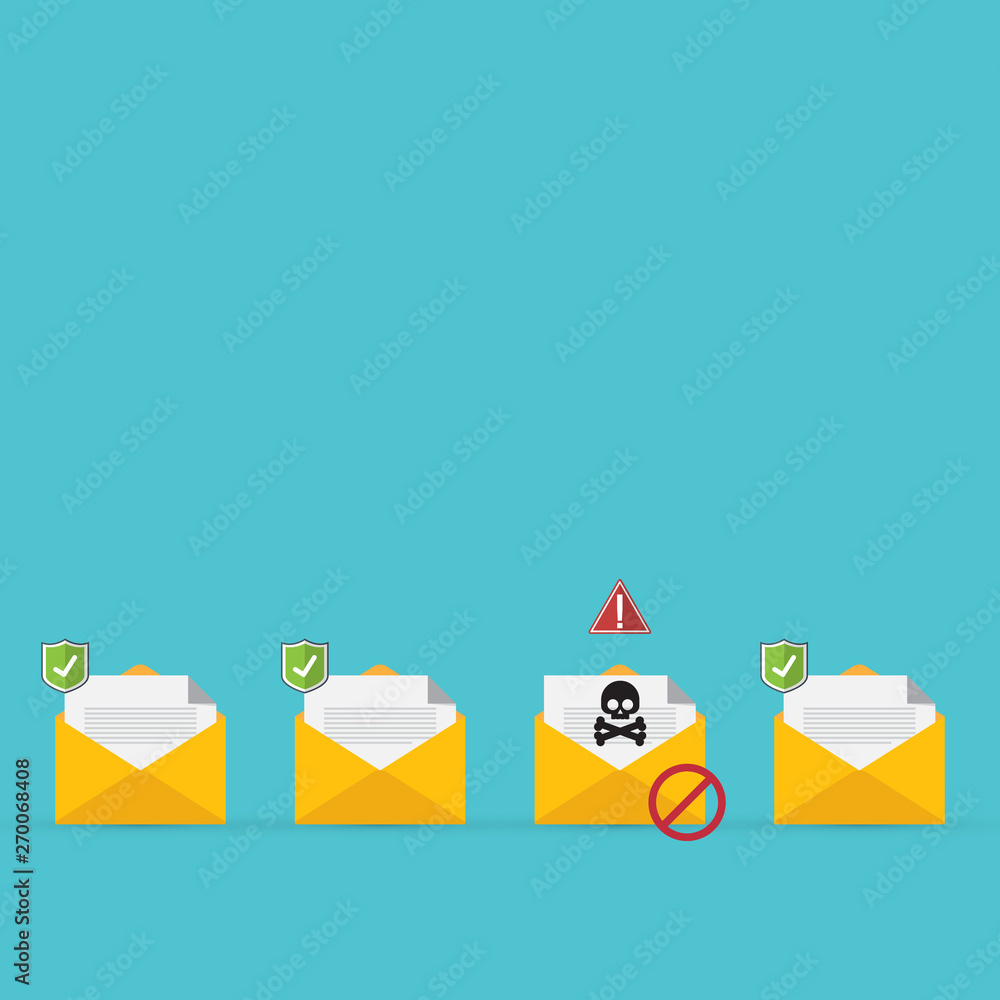 Vecteur Stock Email / envelope with black document and skull icon ...