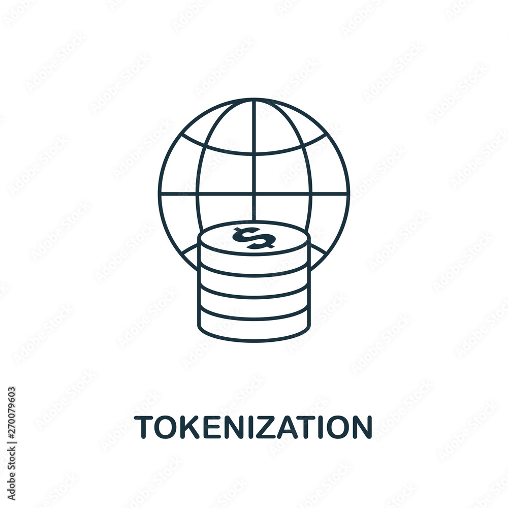 Tokenization icon outline style. Thin line design from fintech icons ...