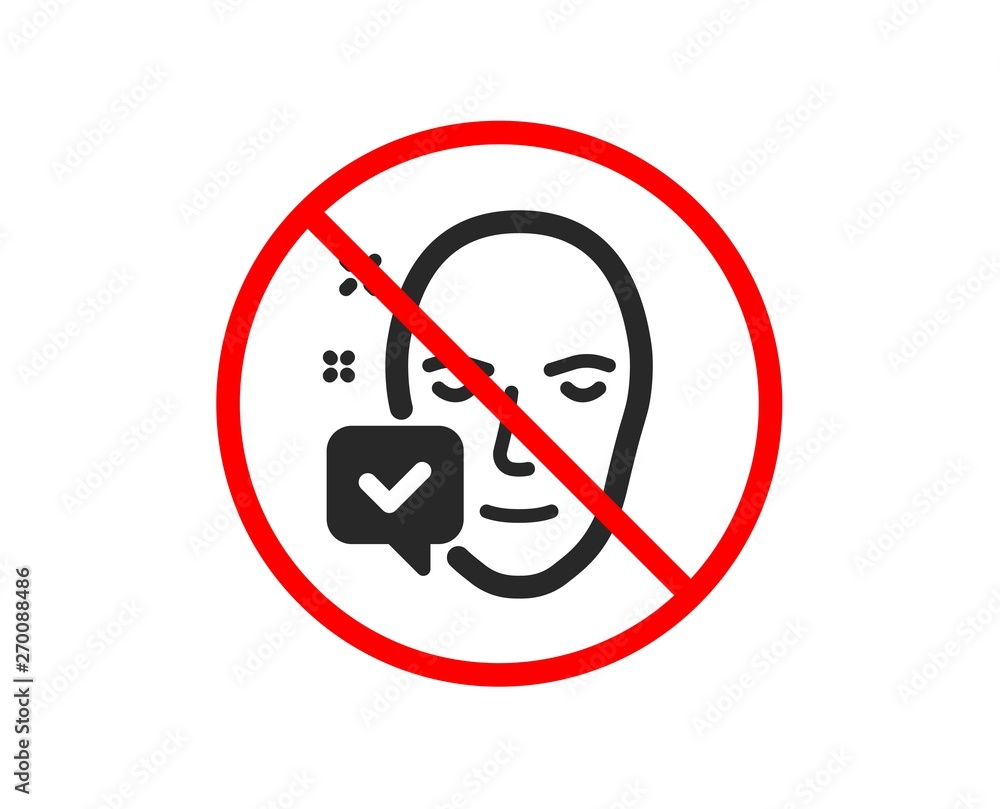 No or Stop. Face accepted icon. Access granted sign. Facial ...