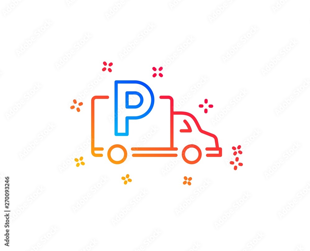Truck parking line icon. Car park sign. Transport place symbol ...