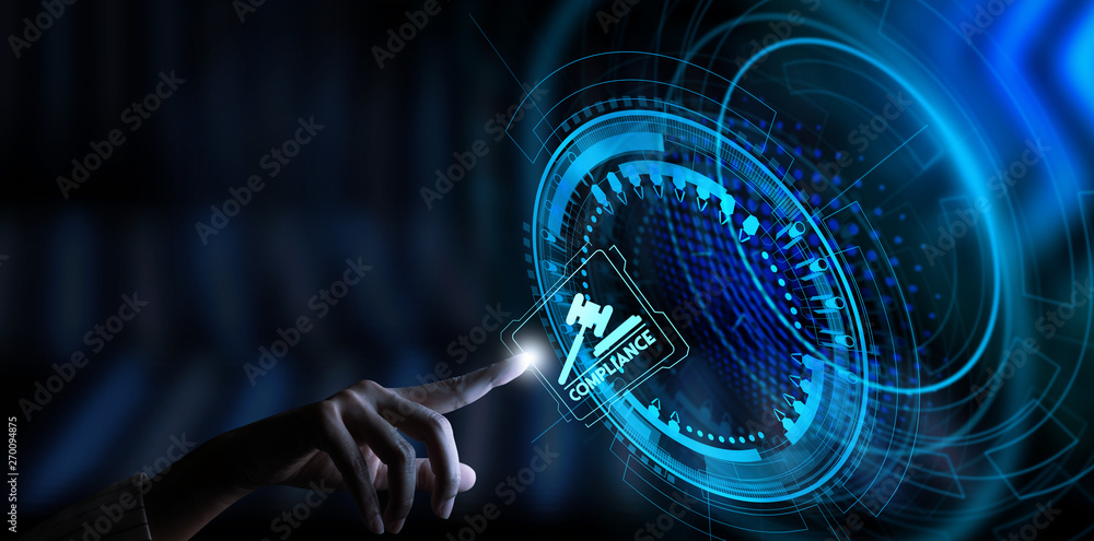 Hand touching Compliance Rules Law Regulation Policy Business ...