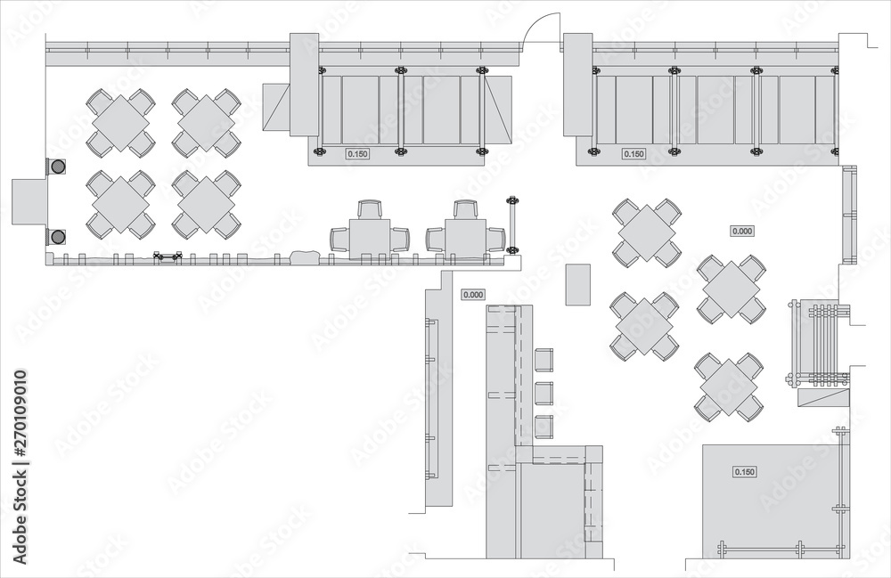 Small cafe, restaurant, beer pub - top view plans. Vector isolated ...