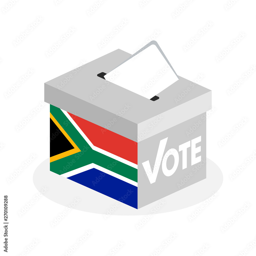 Election ballot box with a combination of South African country flags ...