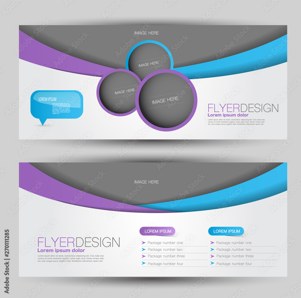 Flyer banner or web header template set. Vector illustration promotion ...