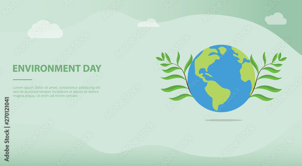 environment day concept with big earth and green plant with team people ...