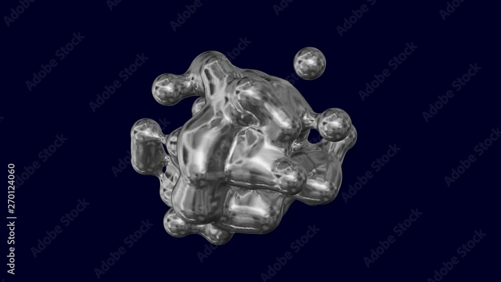 Floating liquid metal fusing together . Mercury droplets . 3d animation ...