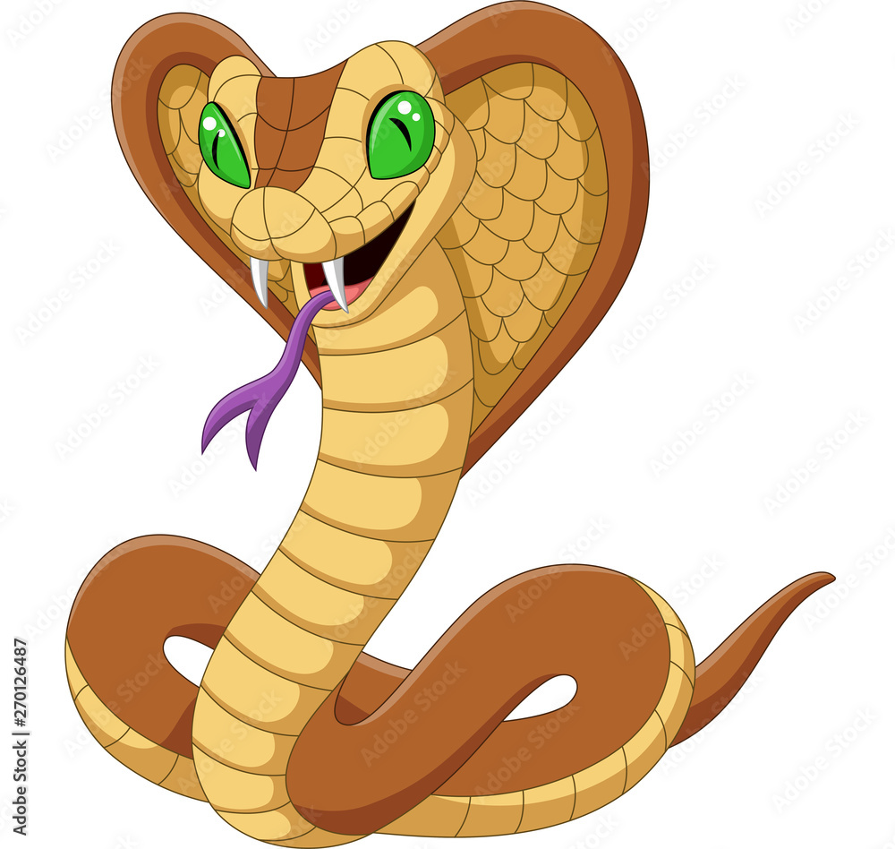 Cartoon king cobra snake on white background Stock Vector | Adobe Stock
