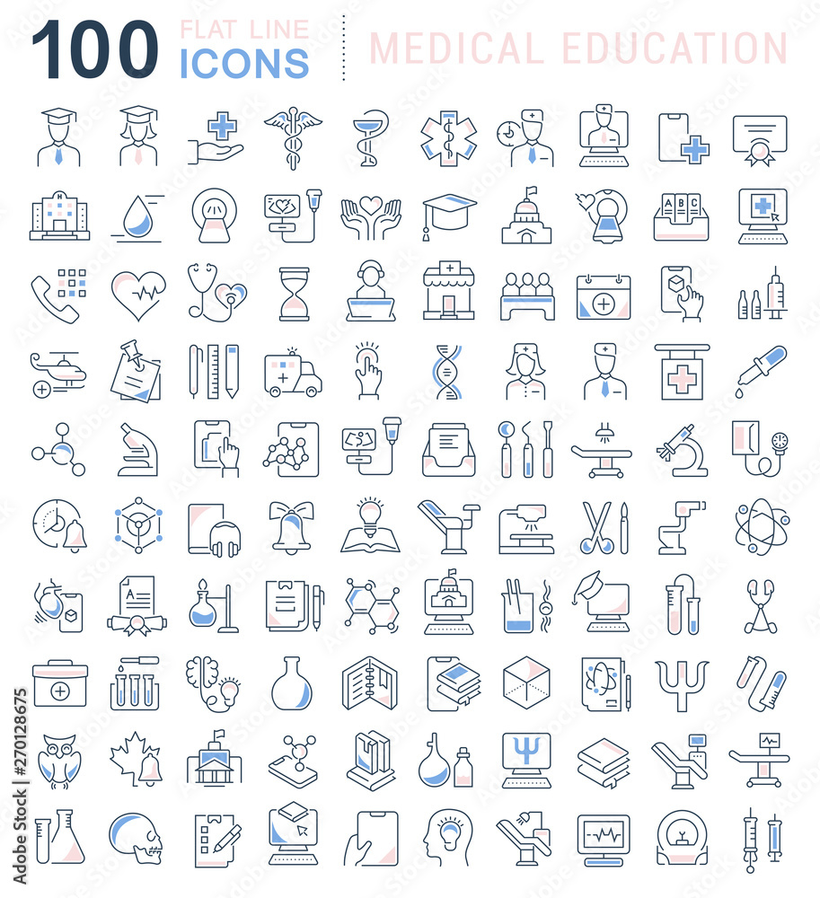 Set Vector Line Icons of Medical Education Stock Vector | Adobe Stock
