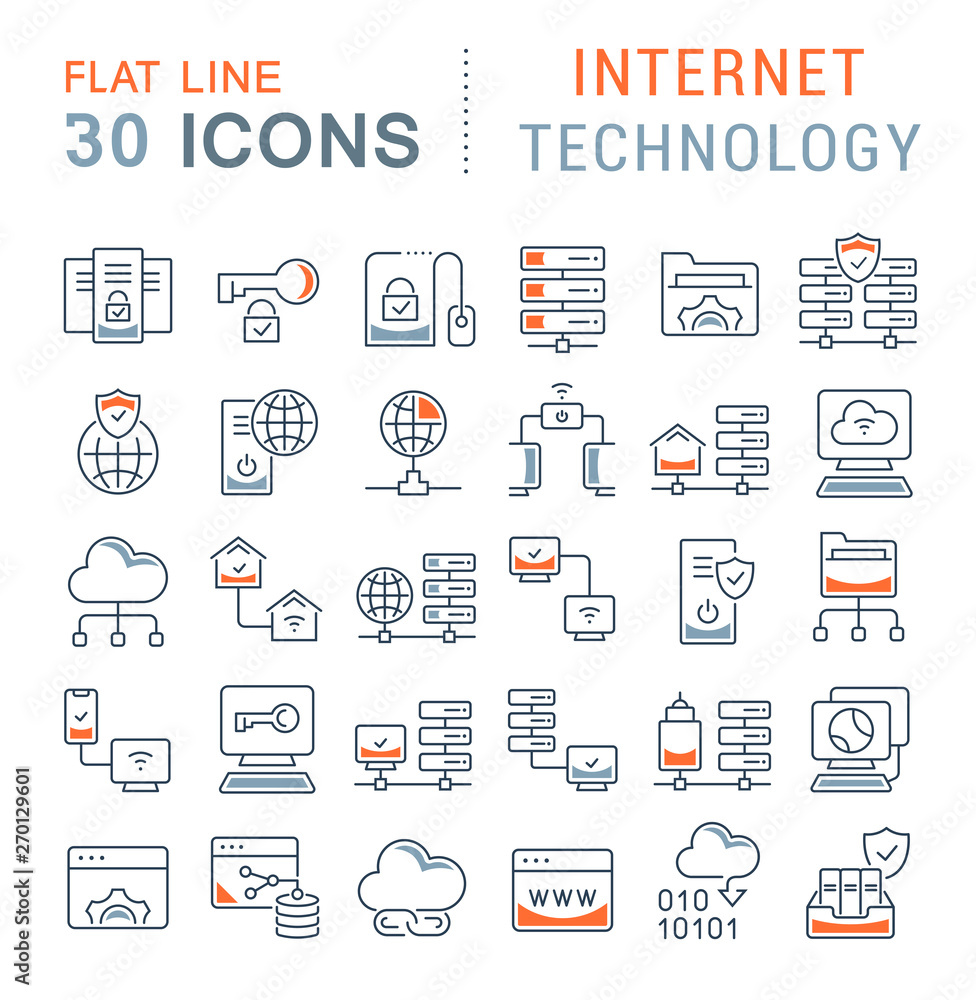 Set Vector Line Icons of Internet Technology Stock Vector | Adobe Stock