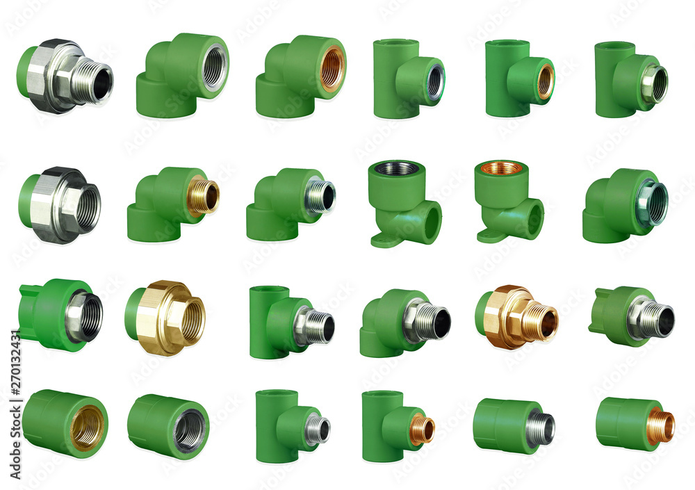 Set of PPR green pipes fitting Stock Photo | Adobe Stock