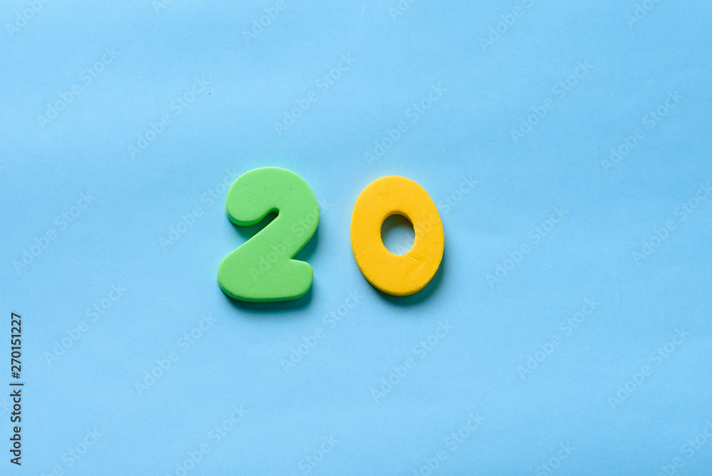 20 years old celebrating classic logo. Colored happy anniversary 20 th ...