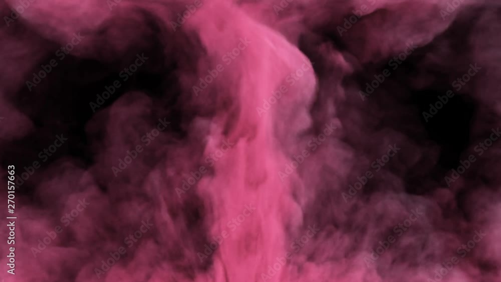 Pink spreading colored smoke 3D animation. Abstract inky swirling ...