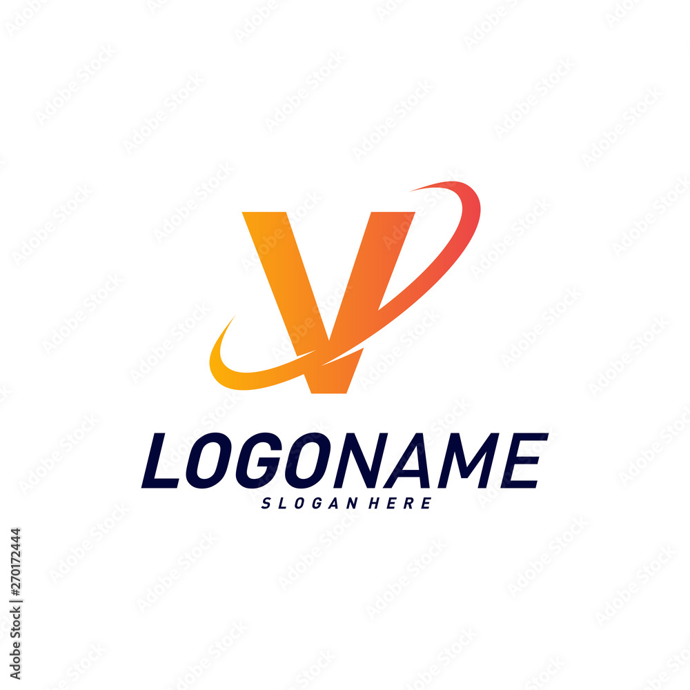 Font with Planet Logo Design Concepts. Letter V Logo Icon Vector ...