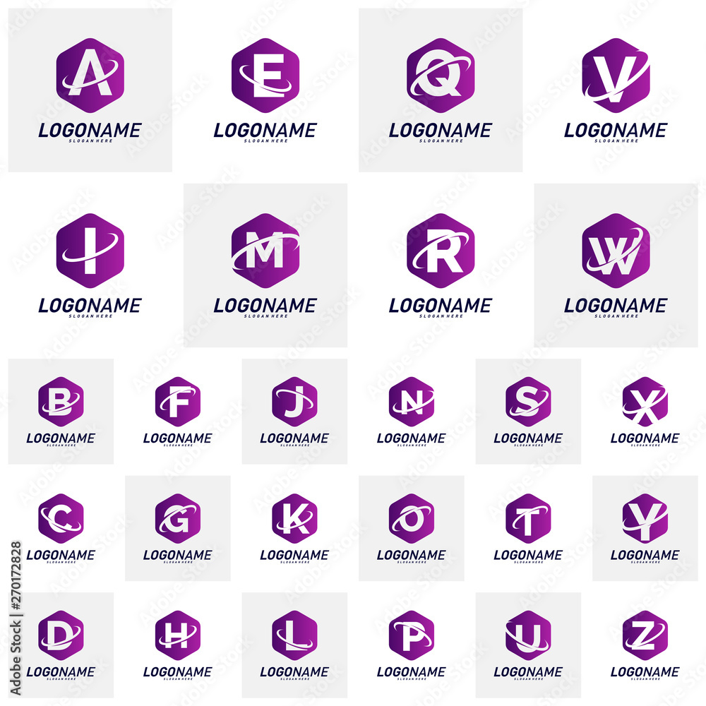 Set of Font with Planet Logo Design Concepts. Letter Logo Icon Vector ...