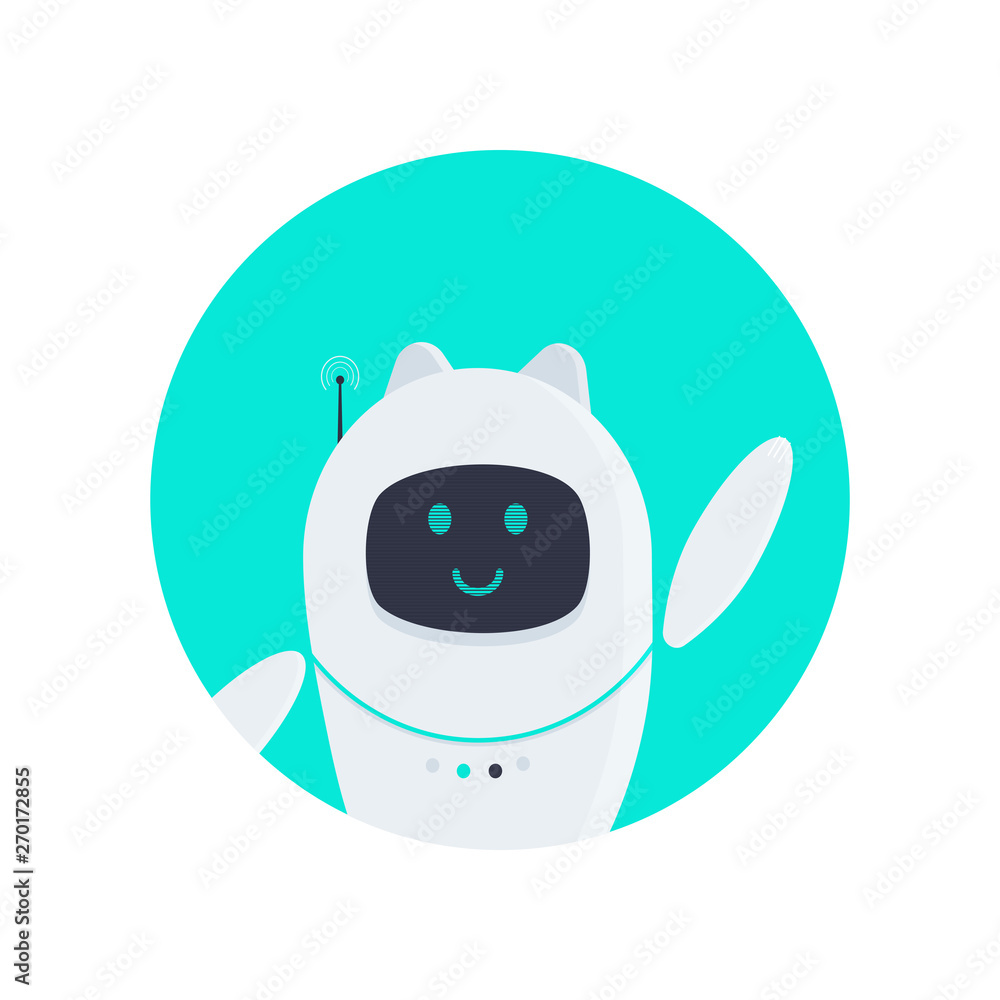 Robot cat chatbot icon sign flat style design vector illustration ...