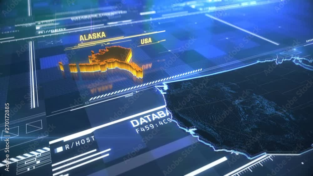 Alaska US state border 3D modern map with a name, region outline Stock ...