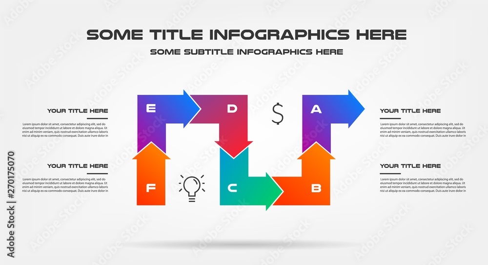 Icons infographics with arrows. Element of chart, graph, diagram with 6 ...