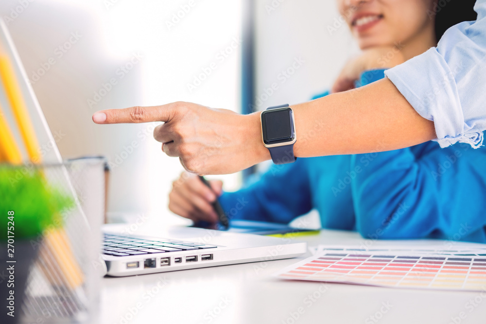 Creative or Interior designers teamwork with pantone swatch and ...