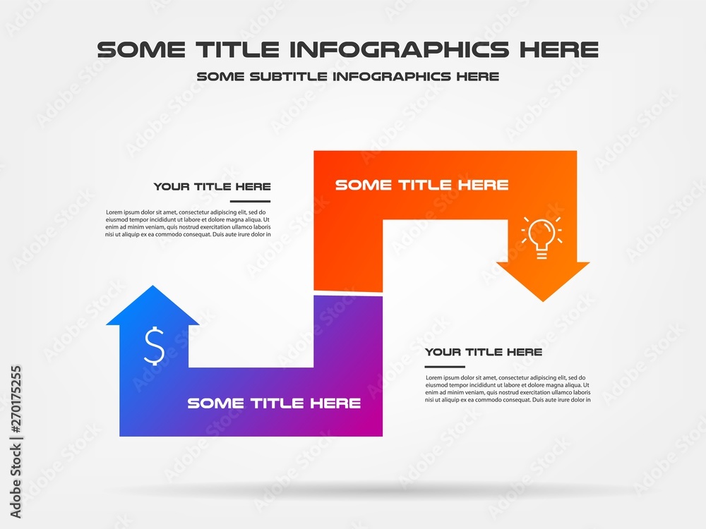Icons infographics with arrows. Element of chart, graph, diagram with 2 ...