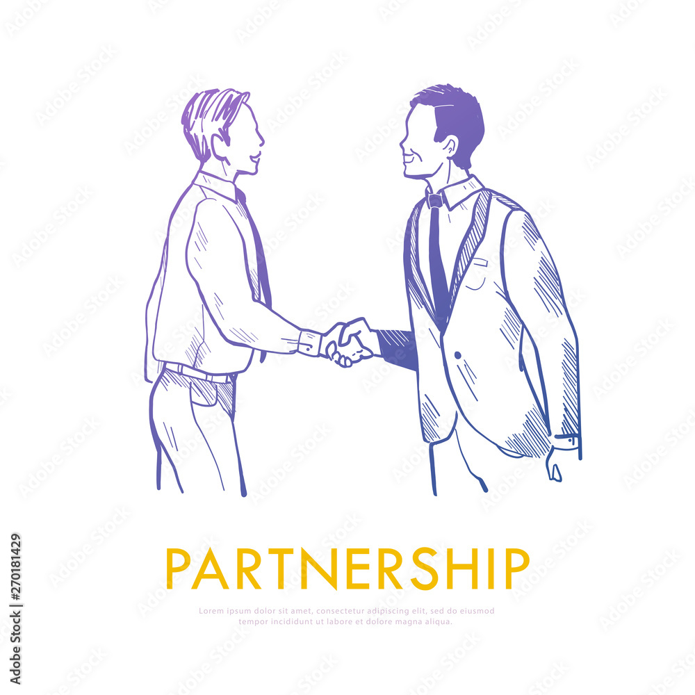 Vector illustration of business people shaking hands making a deal ...
