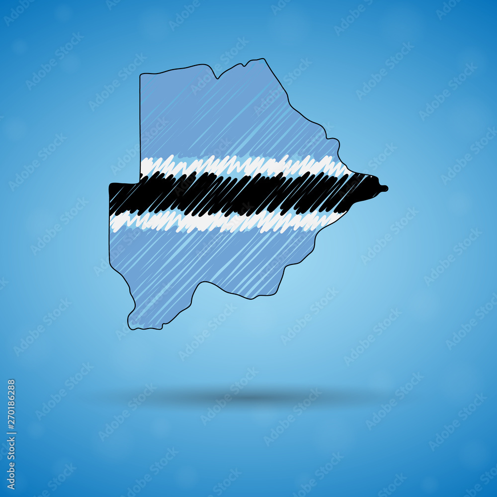 Scribble map of Botswana. Sketch Country map for infographic, brochures ...