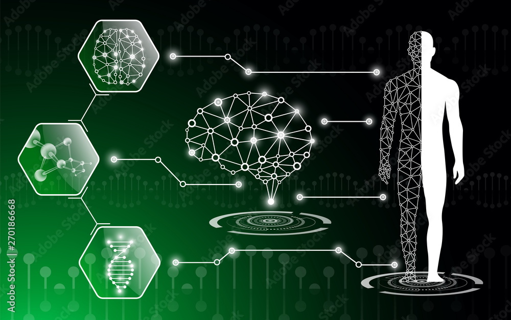abstract background technology concept in green light,human body heal ...