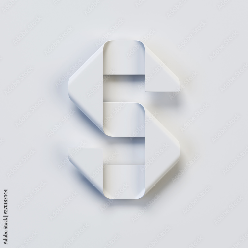 Origami paper font, folded ribbon font 3d rendering, letter S Stock Illustration | Adobe Stock