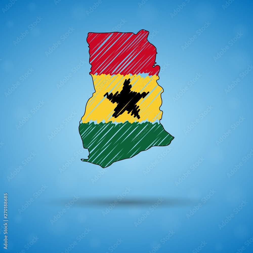 Scribble map of Ghana. Sketch Country map for infographic, brochures ...