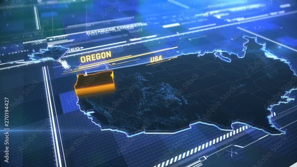 Oregon US state border 3D modern map with a name, region outline Stock ...