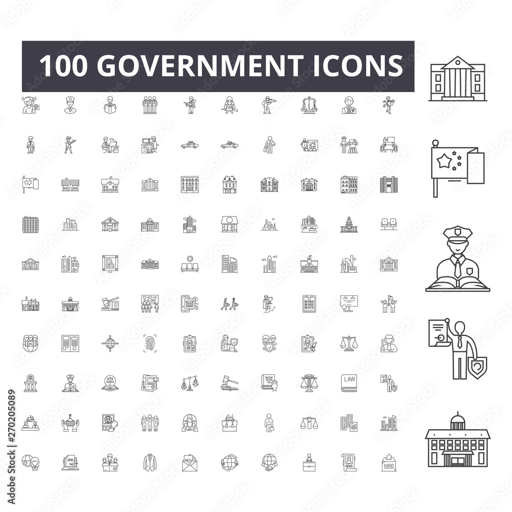 Government line icons, signs, vector set, outline concept illustration ...