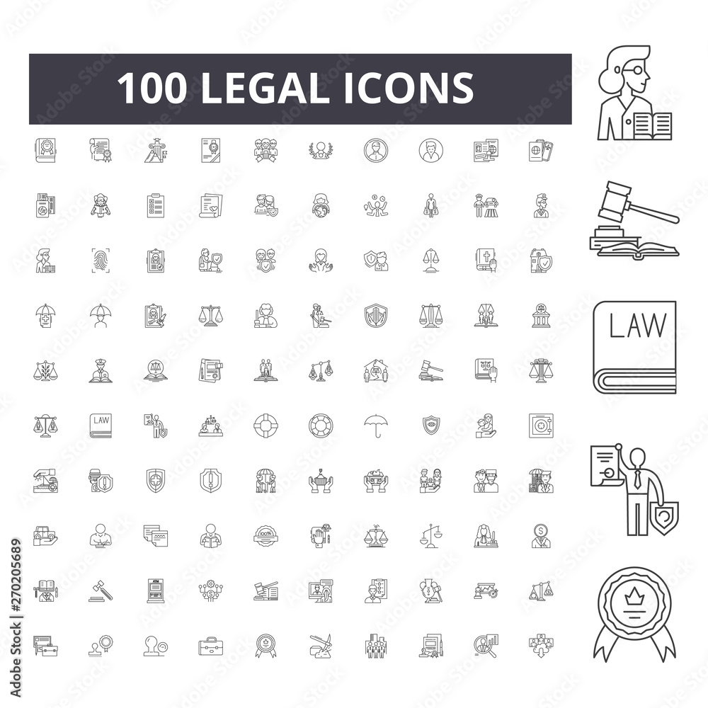 Legal line icons, signs, vector set, outline concept illustration Stock ...