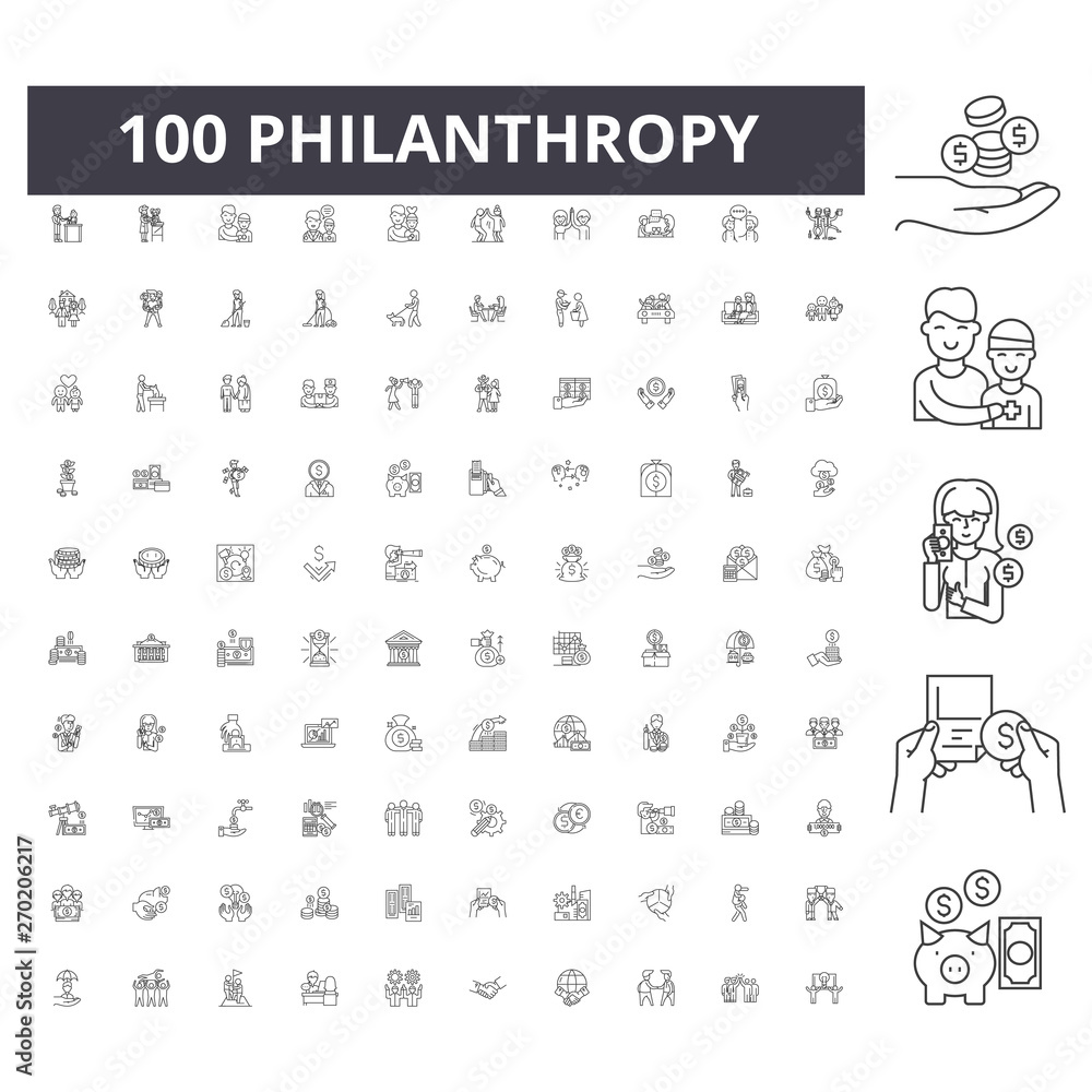 Philanthropy line icons, signs, vector set, outline concept ...