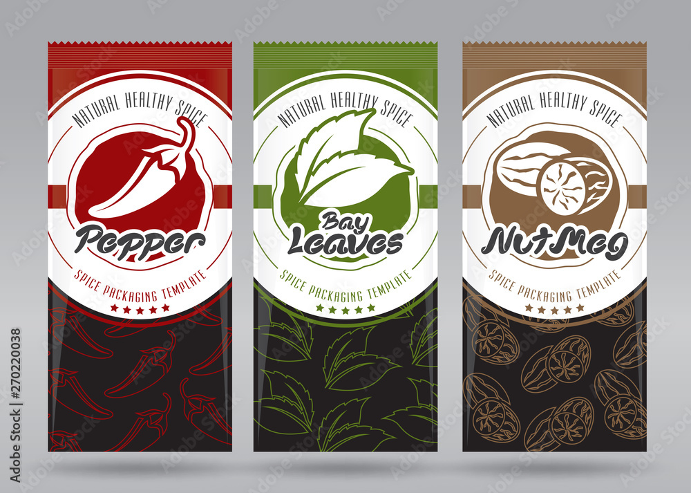Vector Spice Multiple Packaging Set Stock Vector | Adobe Stock