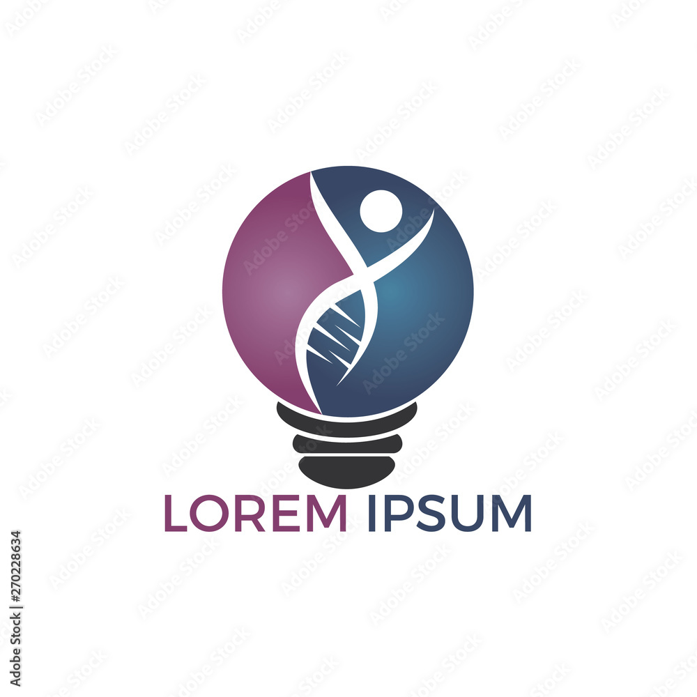 Bulb lamp and Human nature DNA and genetic logo design. Human health ...