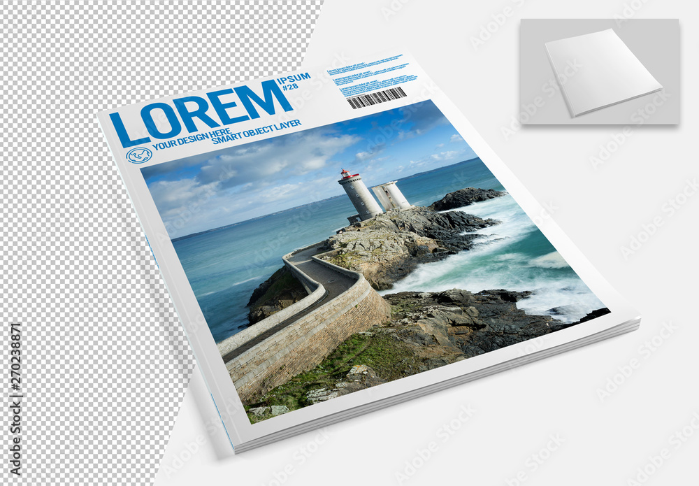 Diagonal Magazine Cover Mockup Stock Template | Adobe Stock