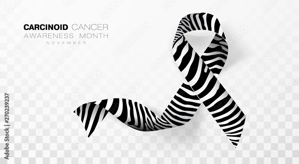 Carcinoid Cancer Awareness Month. Zebra Stripe Color Ribbon Isolated On ...