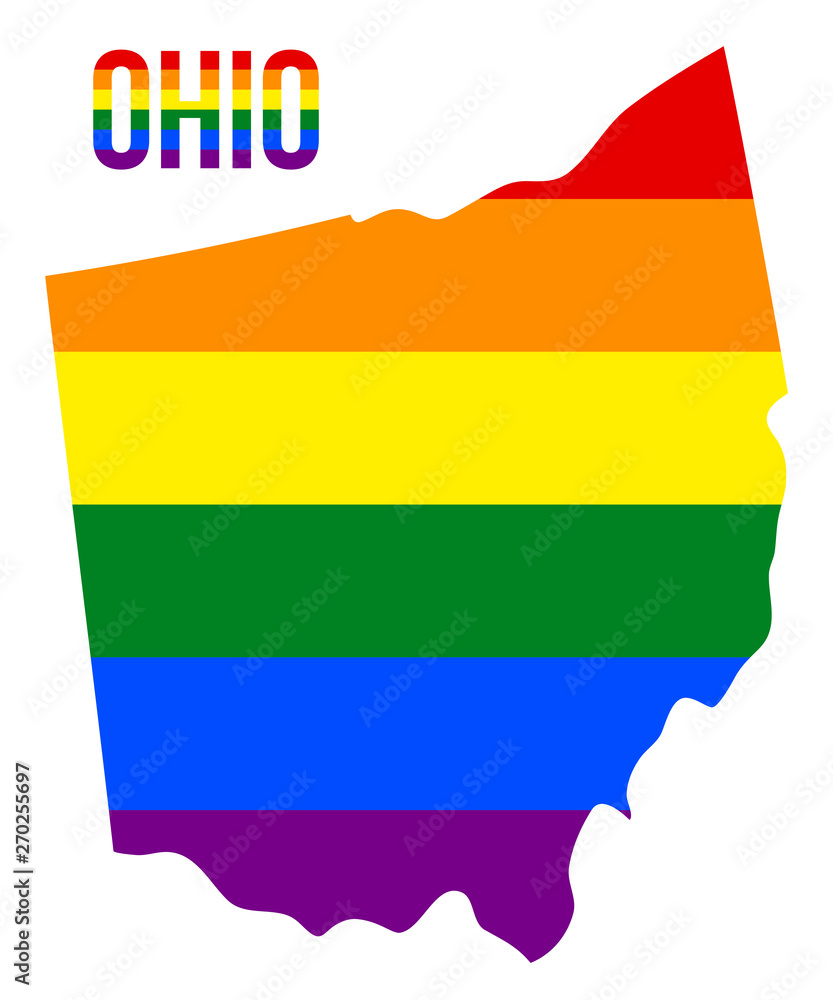 Ohio State Map in LGBT Rainbow Flag Comprised Six Stripes With Ohio ...