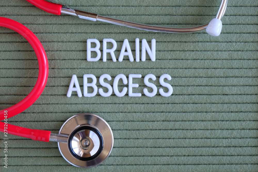 Brain abscess - text from white letters on a green background with a ...