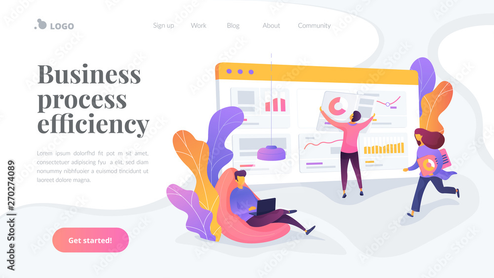 Business workflow, business process efficiency, working activity pattern concept. Website ...
