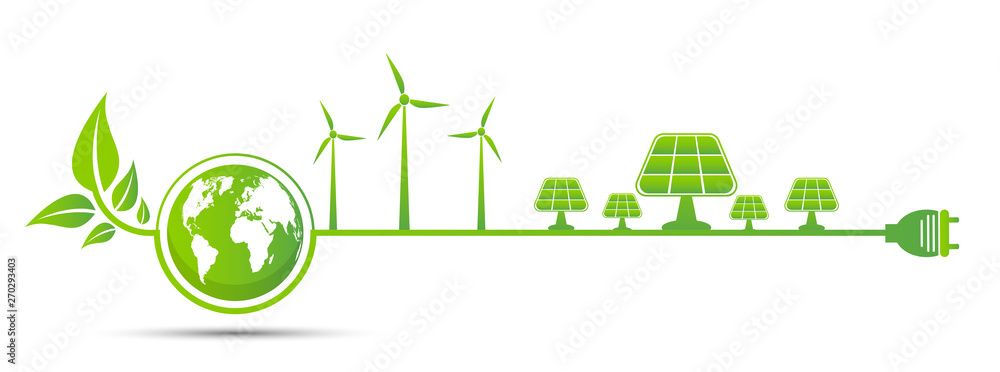 Ecology and Environmental Concept,Earth Symbol With Green Leaves Around ...