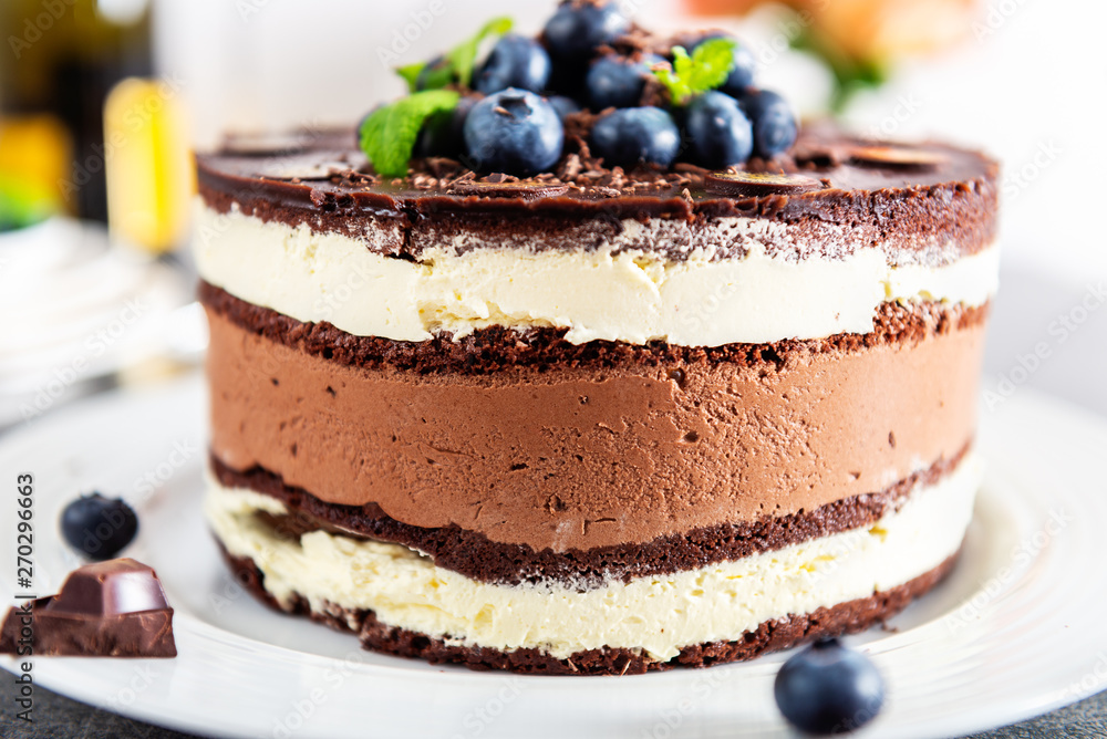 Belgian Chocolate Layered Gateau. Layers of moist choco sponge, vanilla ...