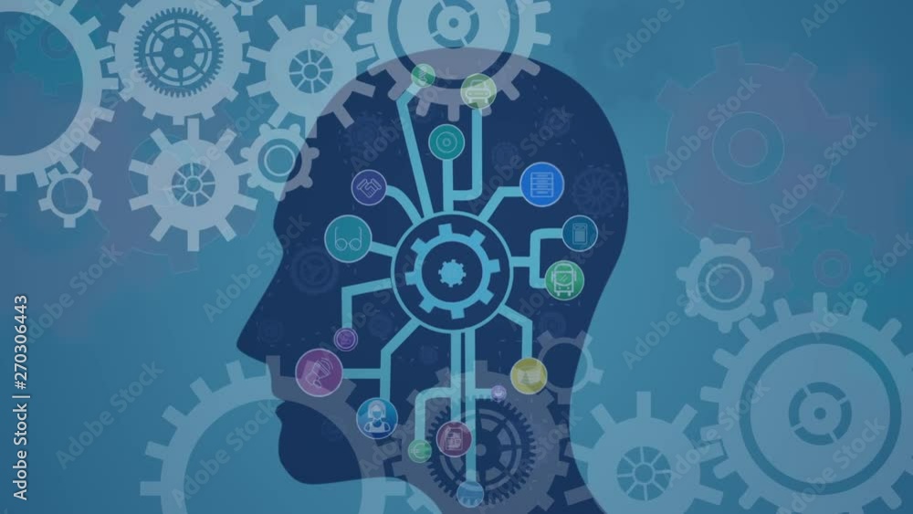 Digital composite of a human brain and software applications Stock ...