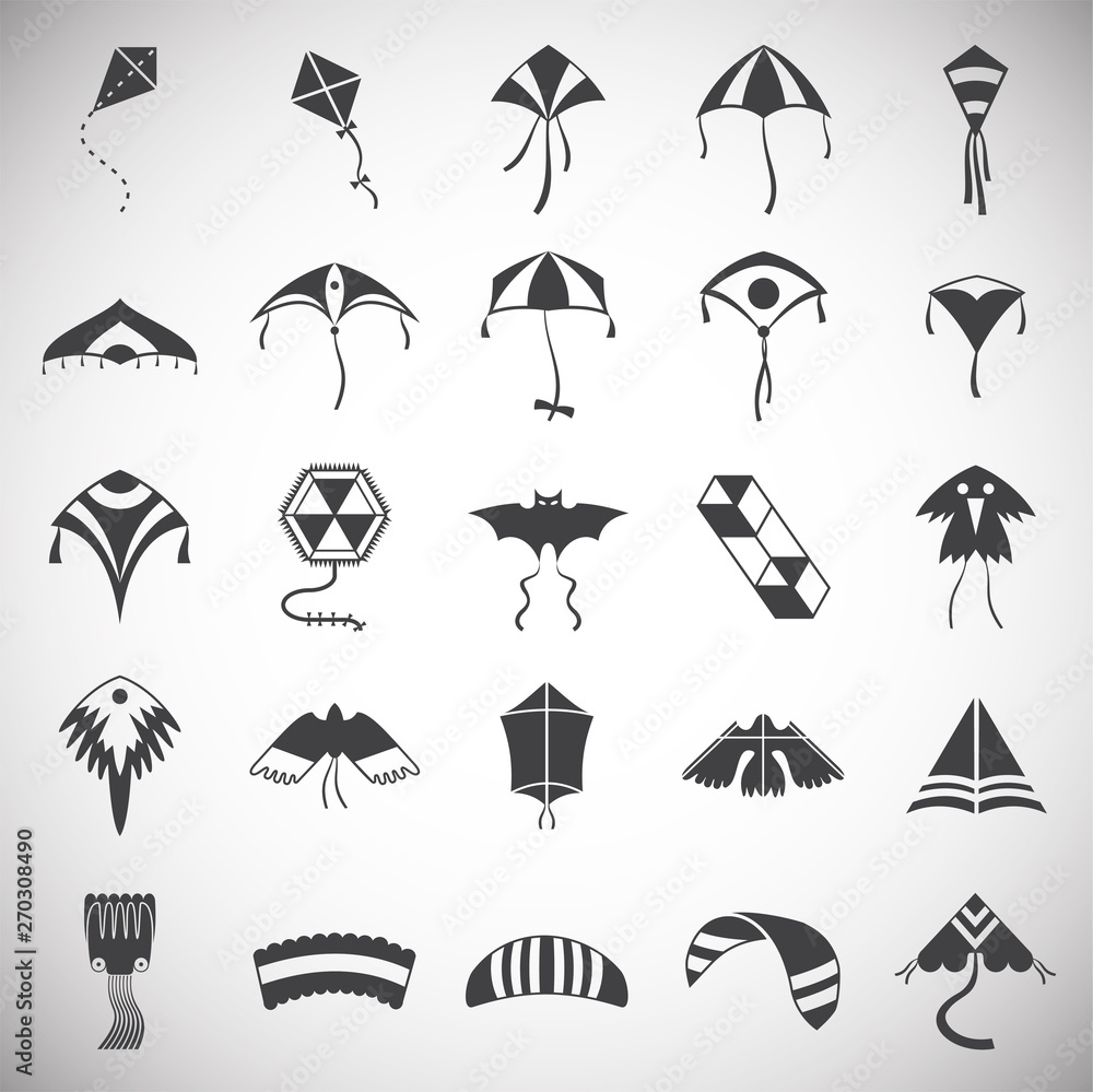 Kite icons set on background for graphic and web design. Simple ...