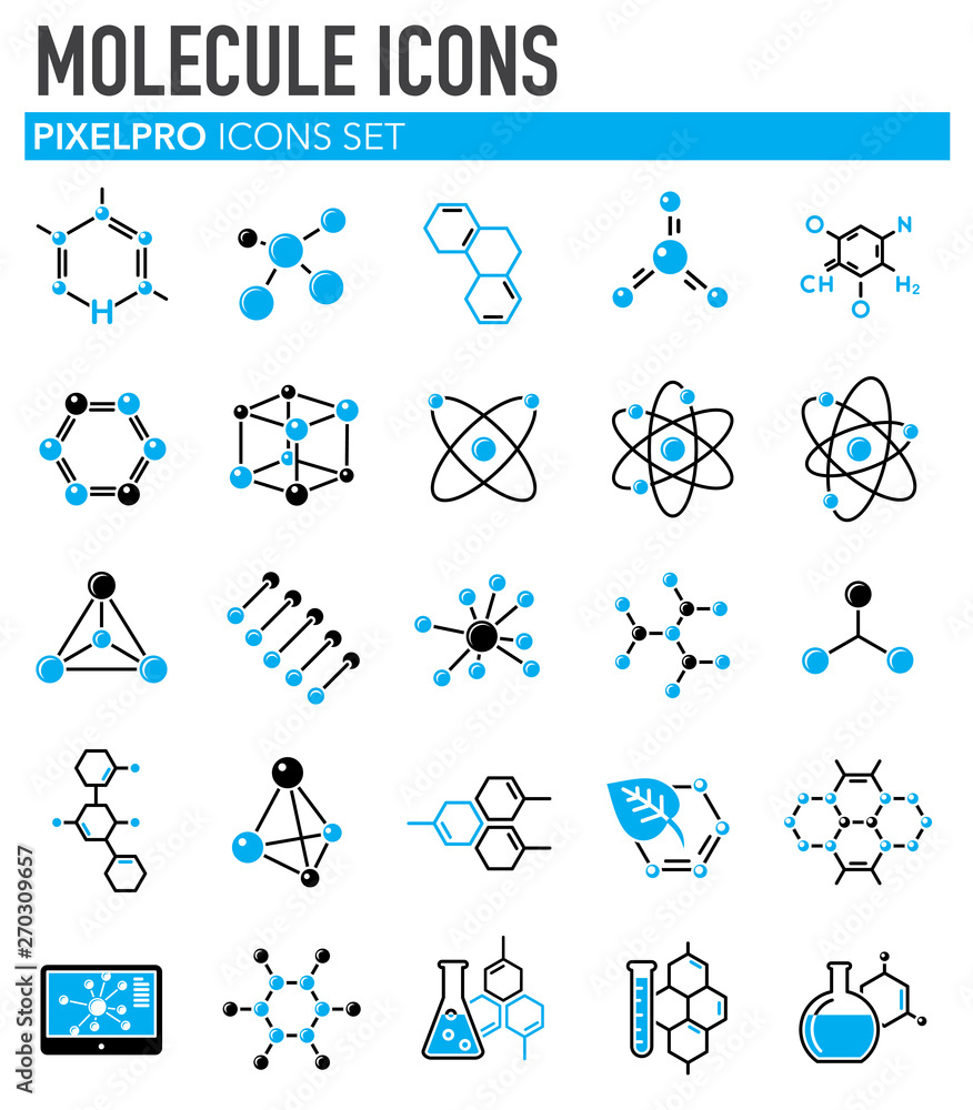 Molecules icons set on white background for graphic and web design ...