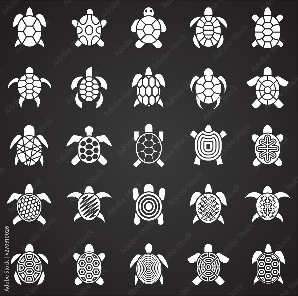 Sea turtle icons set on background for graphic and web design. Simple ...