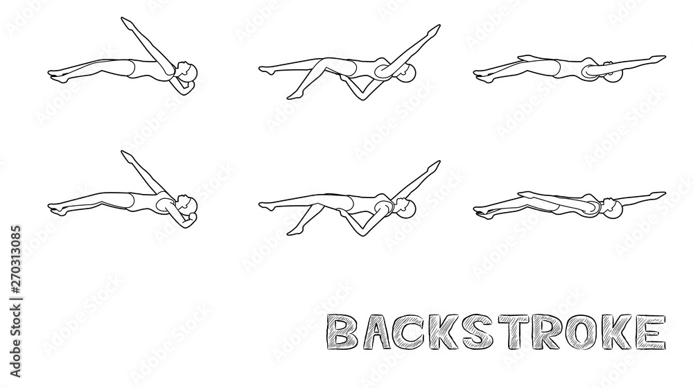 Swimming Pool Style Backstroke Motion Sequence Woman Animation Set ...